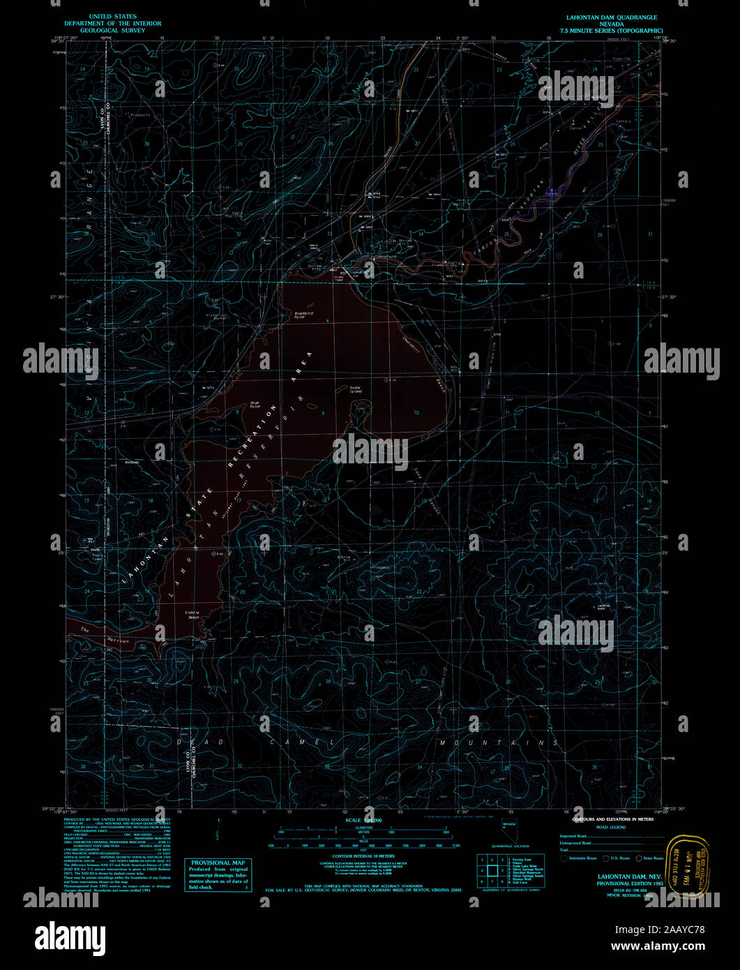USGS TOPO Map Nevada NV Lahontan Dam 319202 1985 24000 Inverted ...