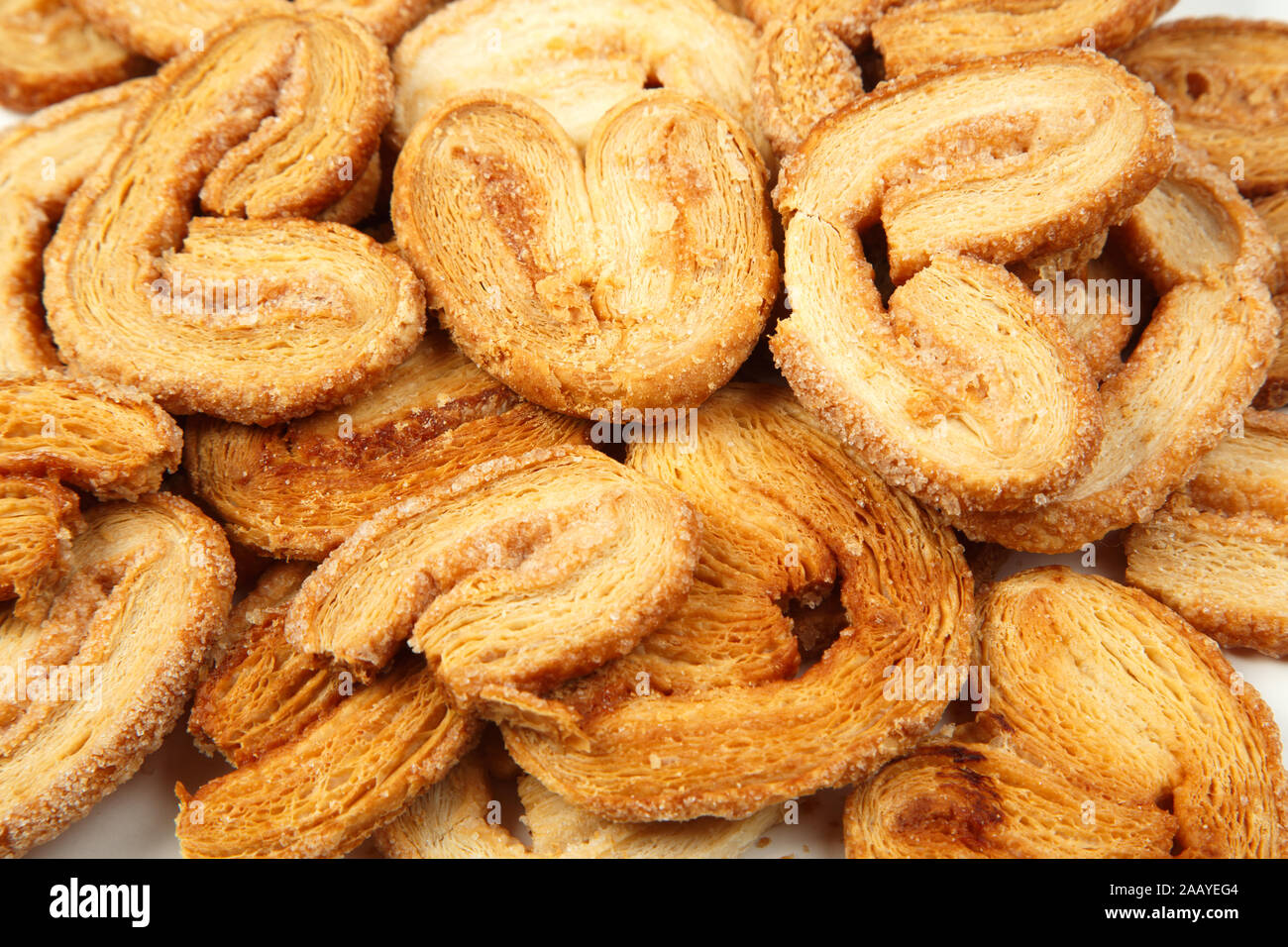multiple layered shortbread cookies on white isolated background Stock ...