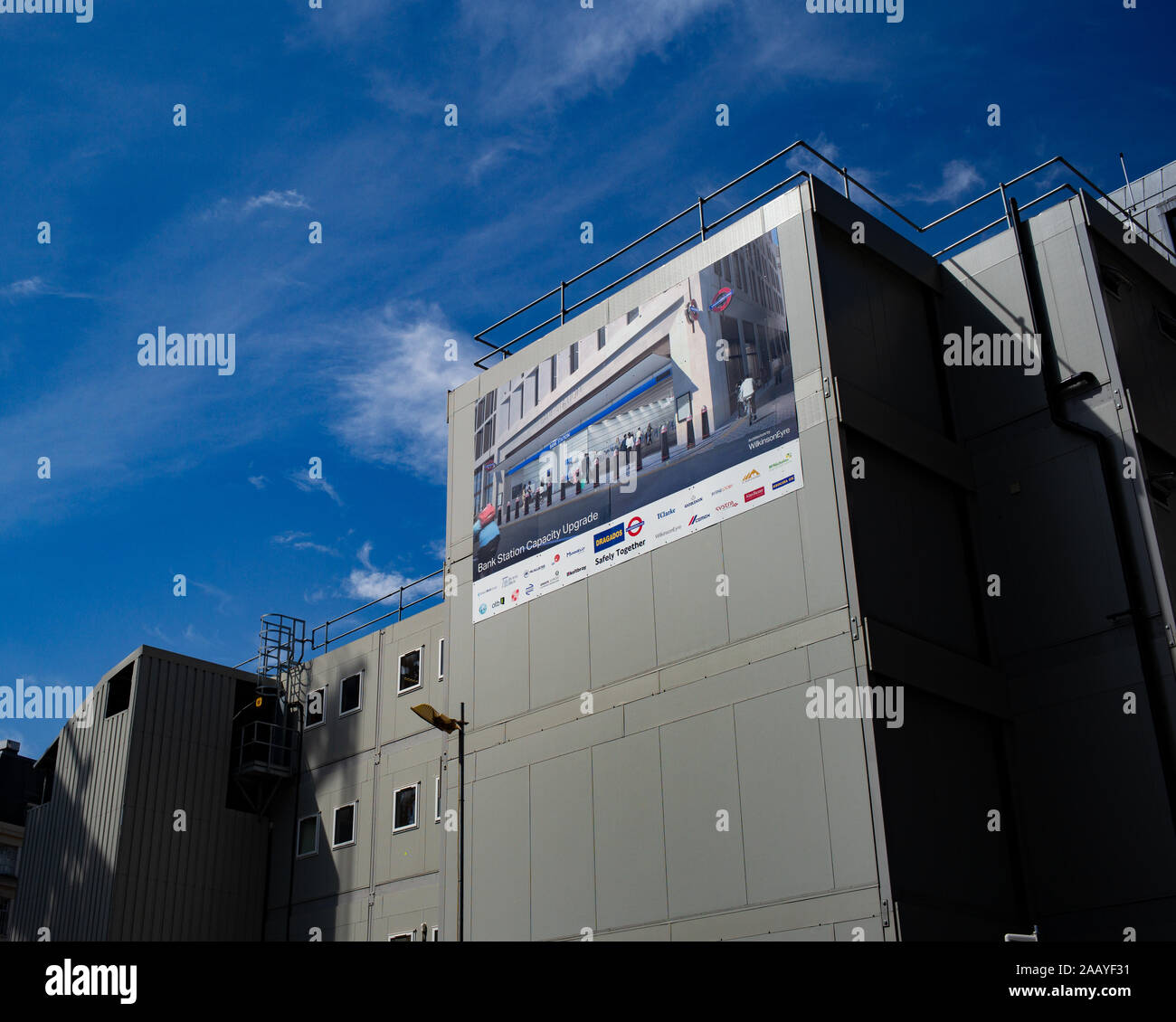 Construction site of Bank Station capacity upgrade advertisement Stock ...
