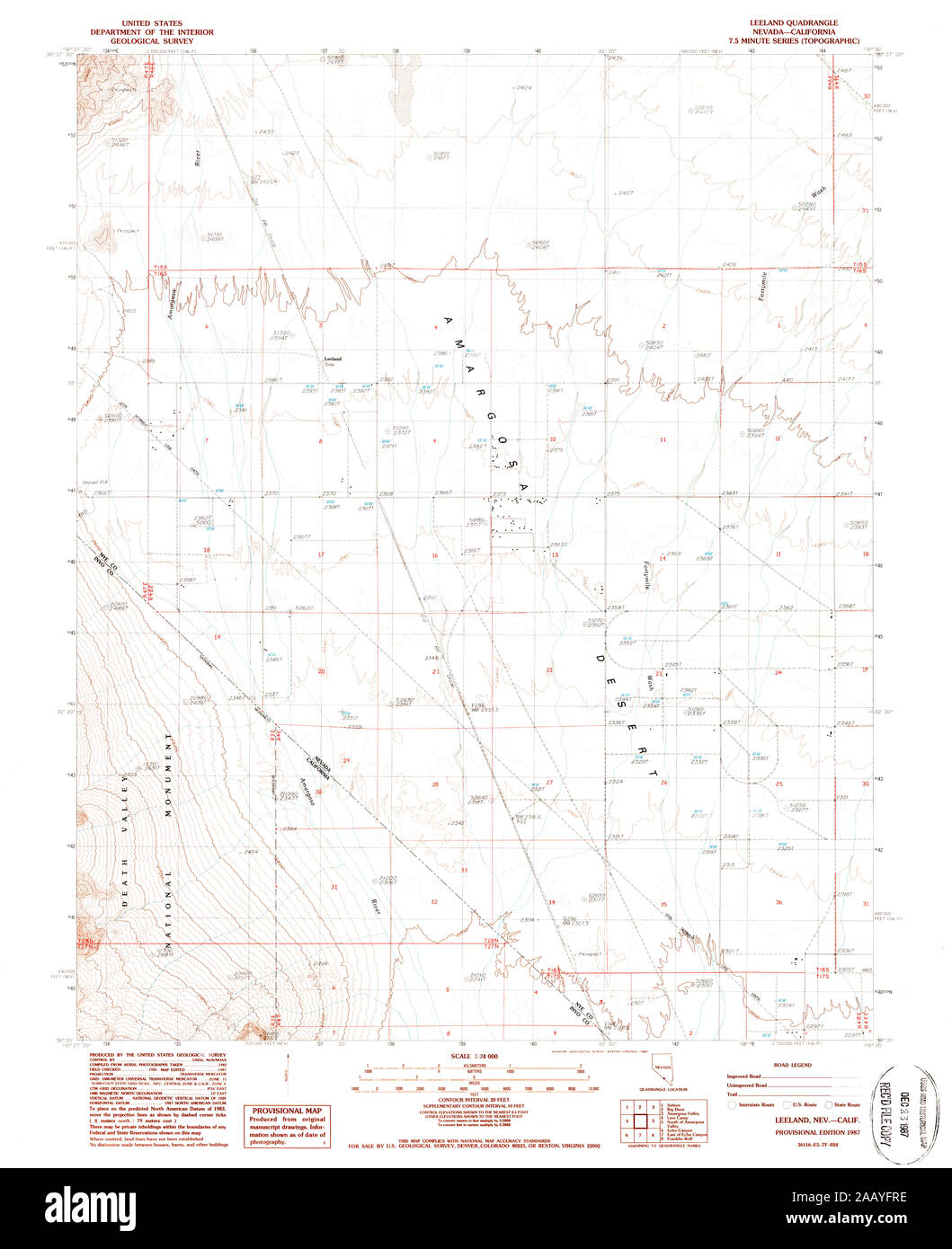 USGS TOPO Map Nevada NV Leeland 319246 1987 24000 Restoration Stock ...