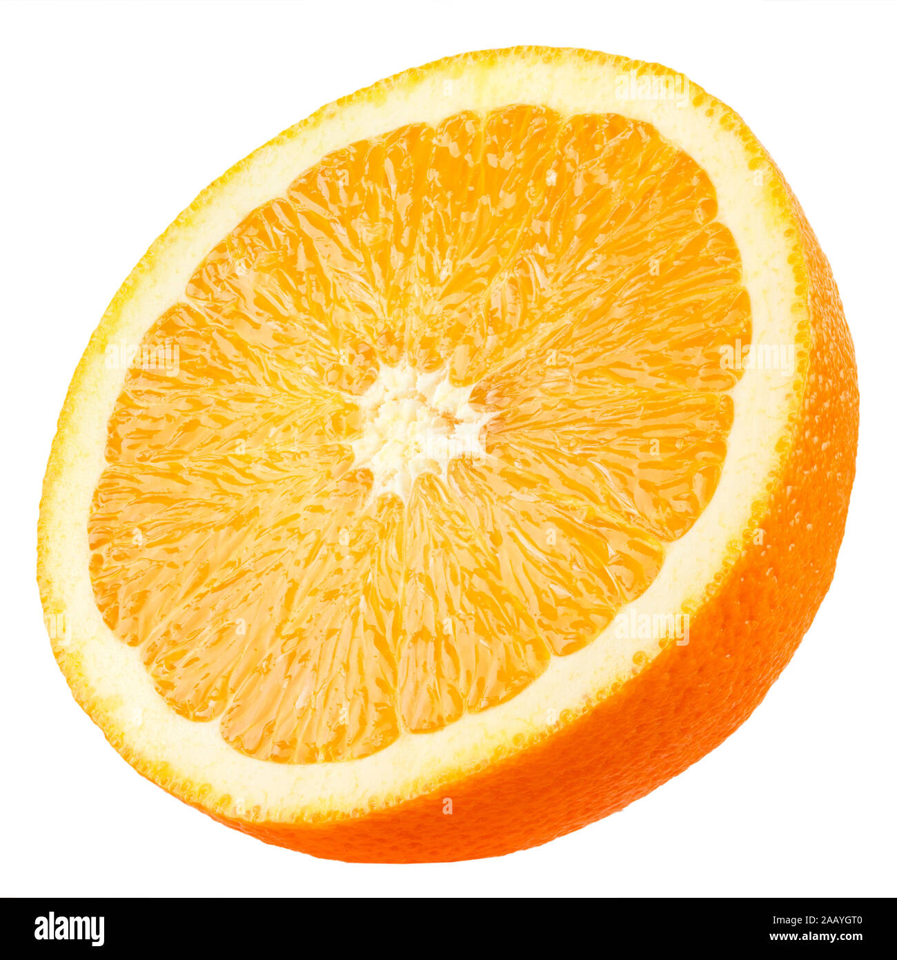 orange slice, cropping path isolated on white background full depth of ...