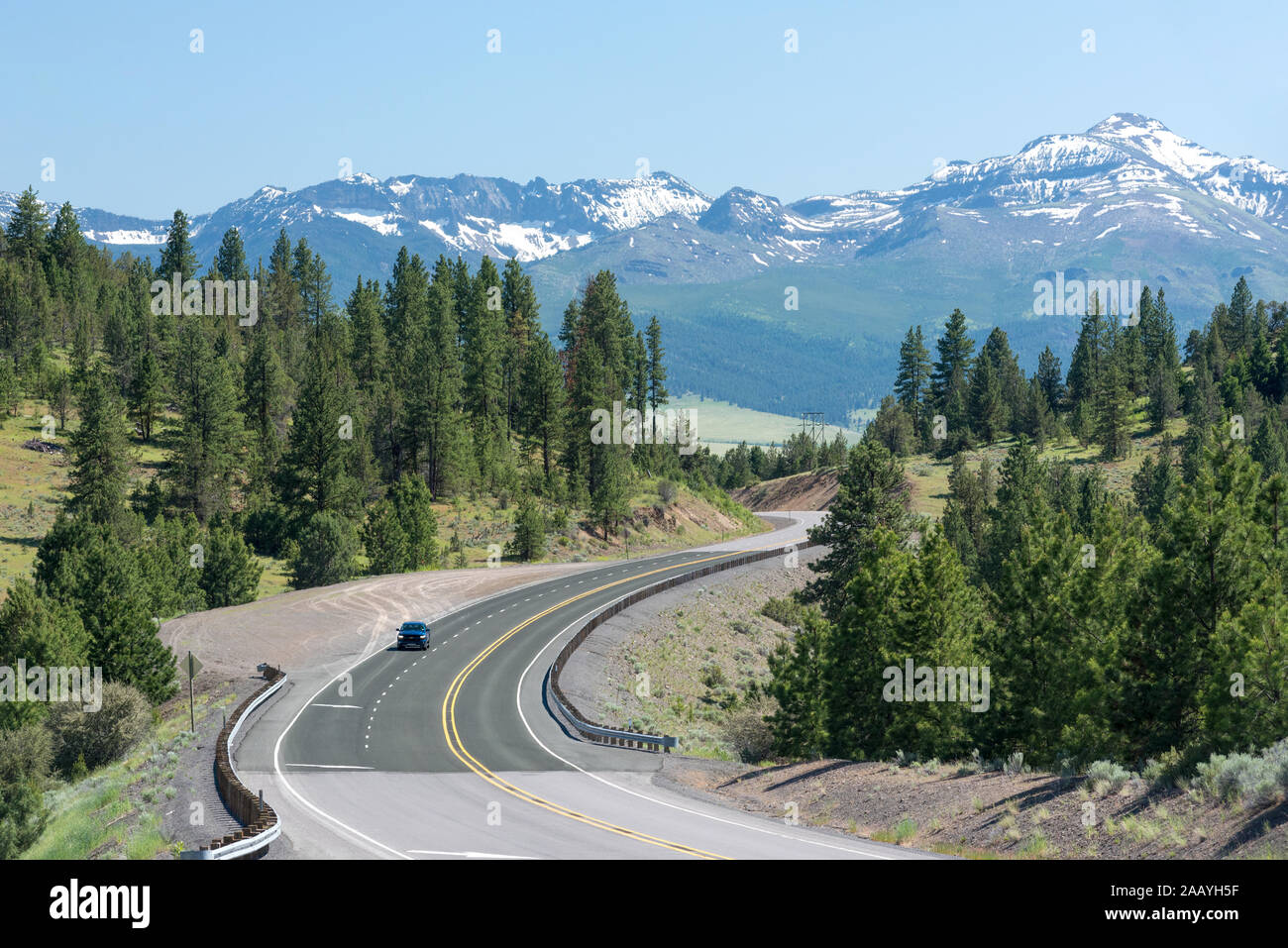 Driving on Highway 20 in Grant County, Oregon Stock Photo - Alamy