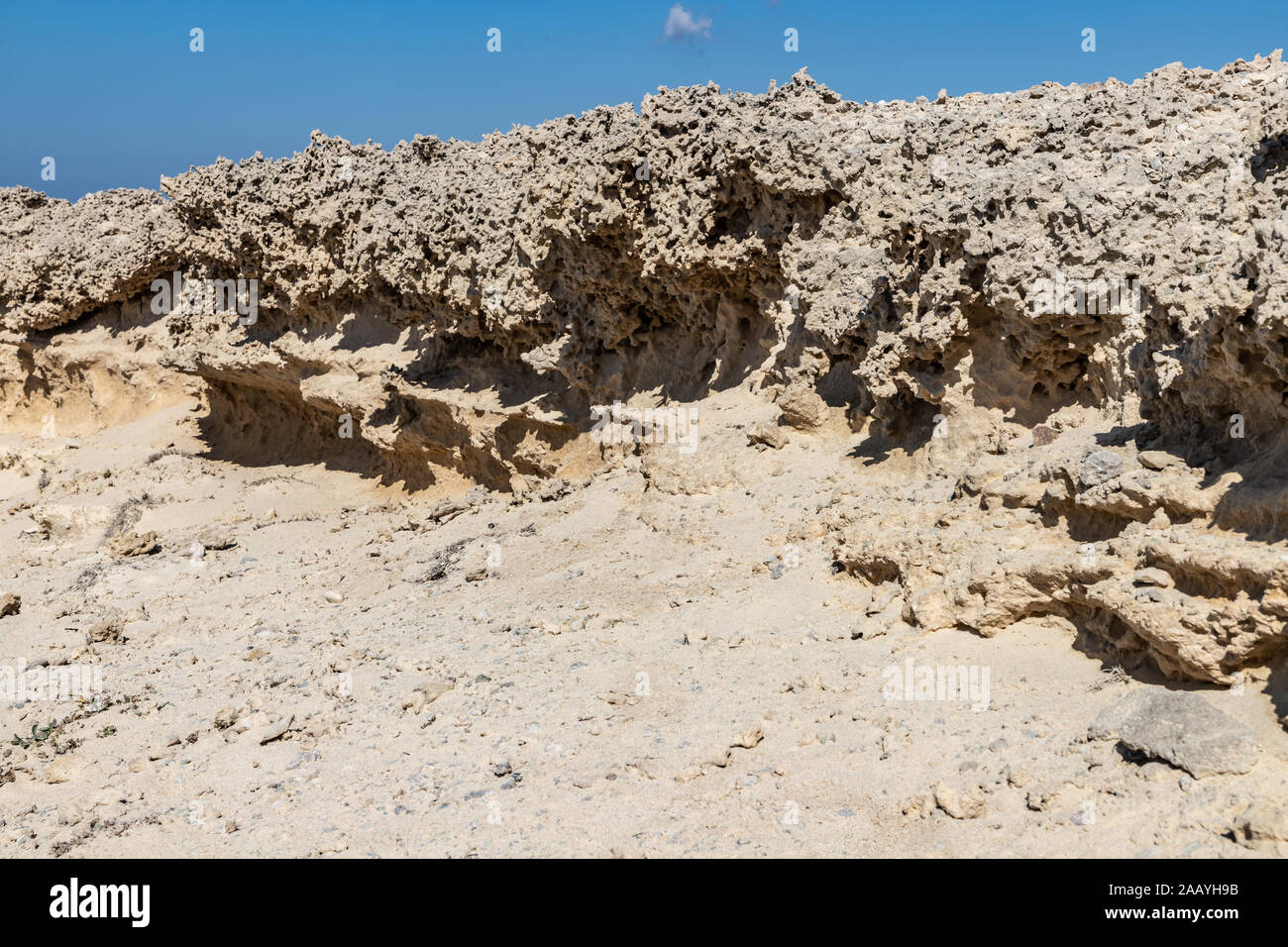 Sand structure around beach in Sarakíniko beach, Milos, Greece Stock ...