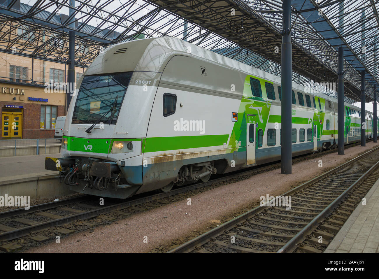 HELSINKI, FINLAND - JUNE 11, 2017: Modern double-decker passenger train ...