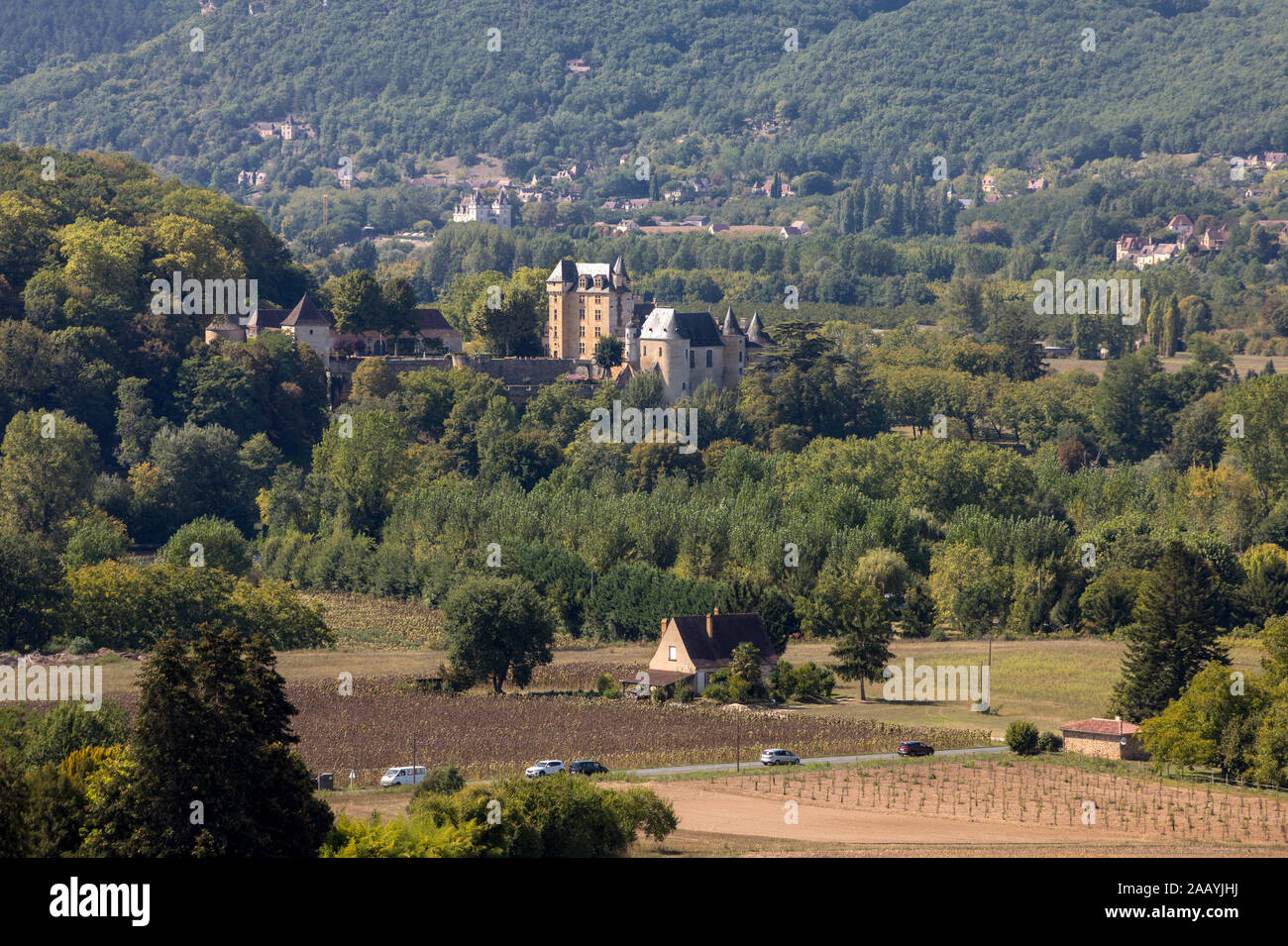 Perigord, the picturesque castle of Fayrac in Dordogne, France Stock ...