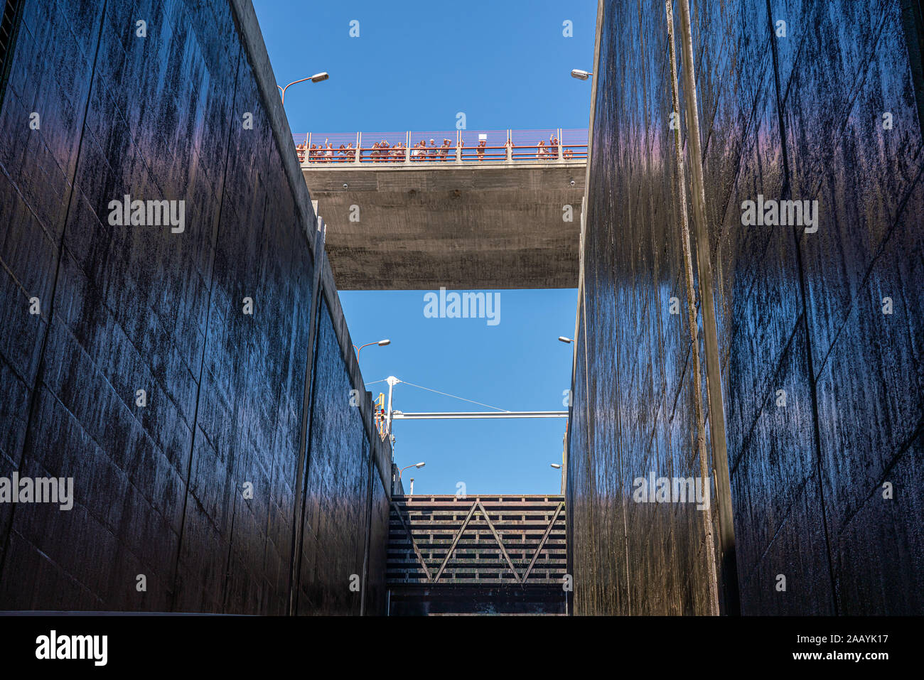 Barragem do Carrapatelo, Portugal - 17 August 2019: Locals watch a ...