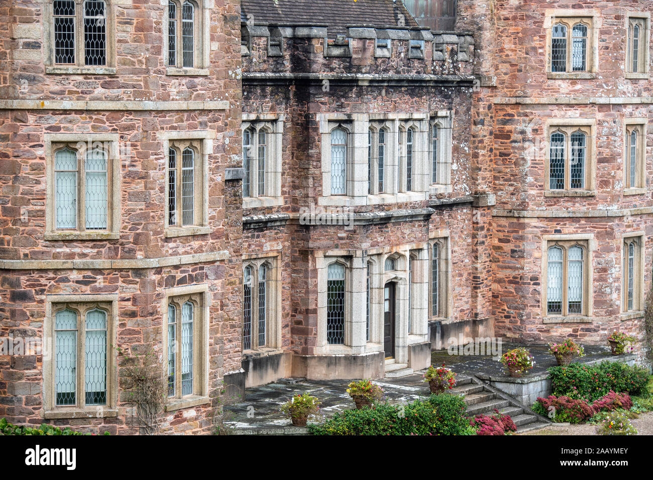 Exterior of Mount Edgcumbe stately home in Cornwall, England, UK Stock ...