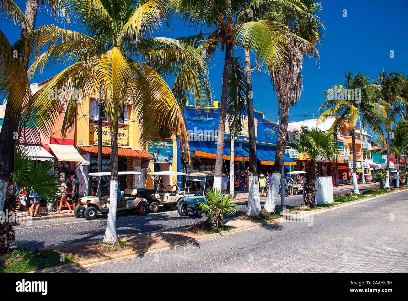 The Centro Playa area of Isla Mujeres near Cancun, Mexico Stock Photo ...