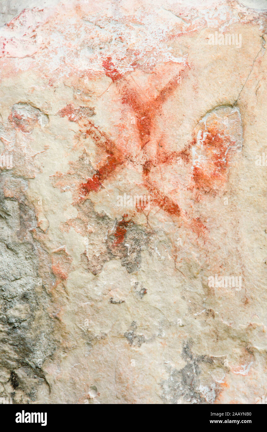 Rock with pictogram of Muisca pre-Columbian culture in the Piedras del ...