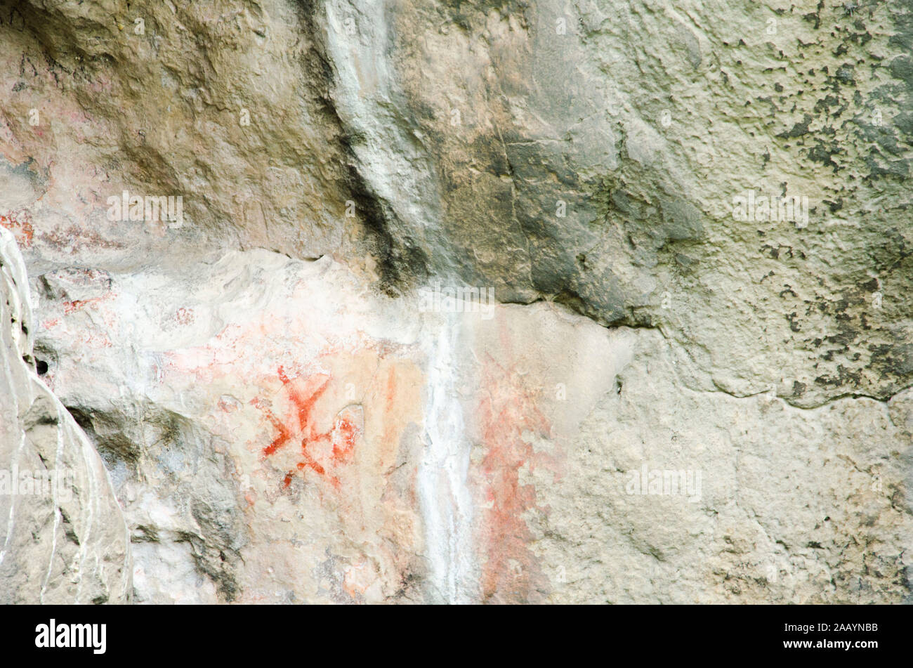 Rock with pictogram of Muisca pre-Columbian culture in the Piedras del ...