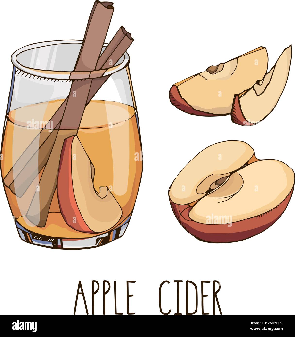 Set of hand drawn vector elements in orange red and blue colors ...