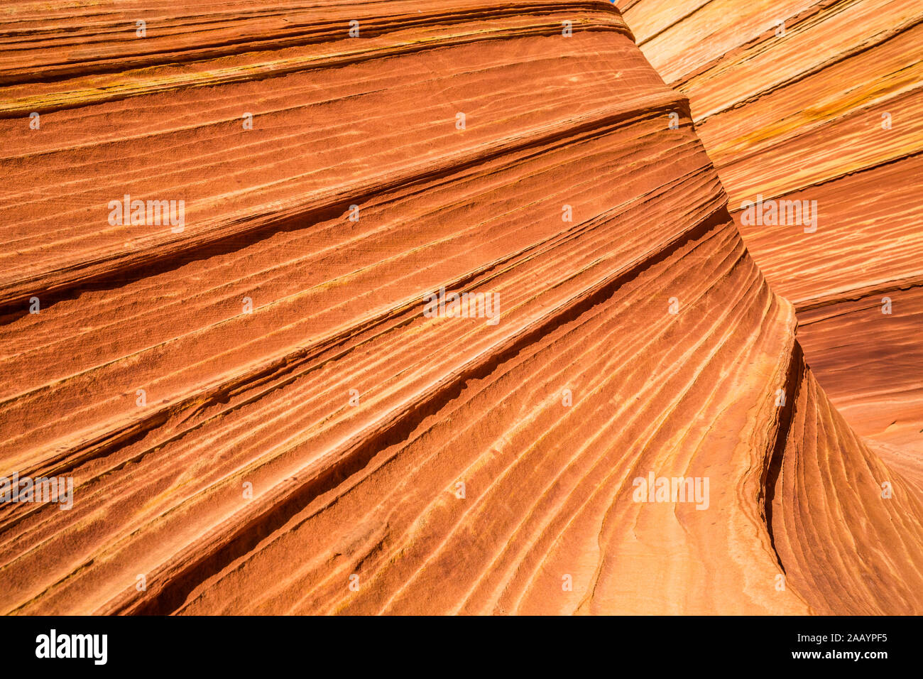 Sandstone texture shot of layers, lines and waves through striated ...