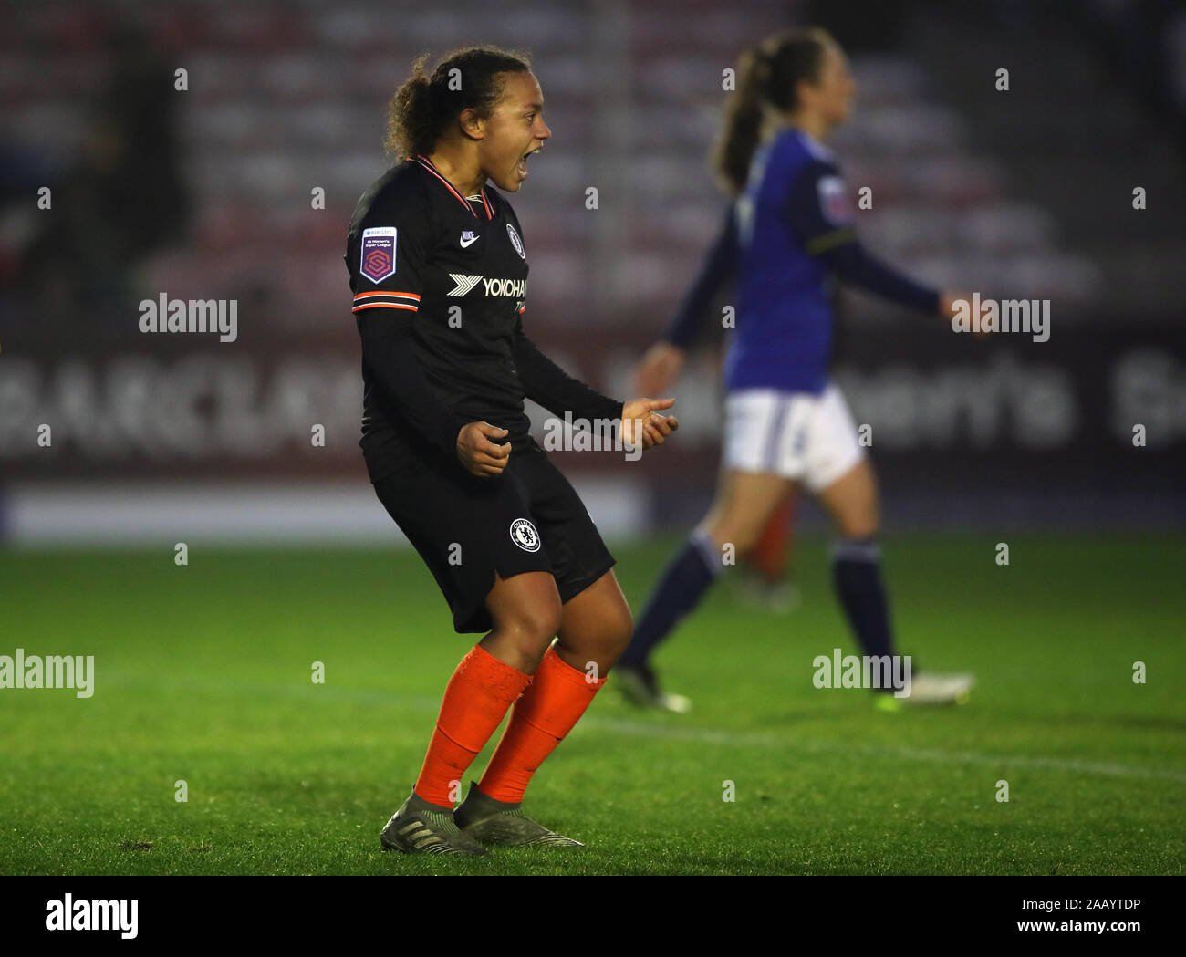 Chelsea ladies drew spence celebrates scoring hi-res stock photography ...