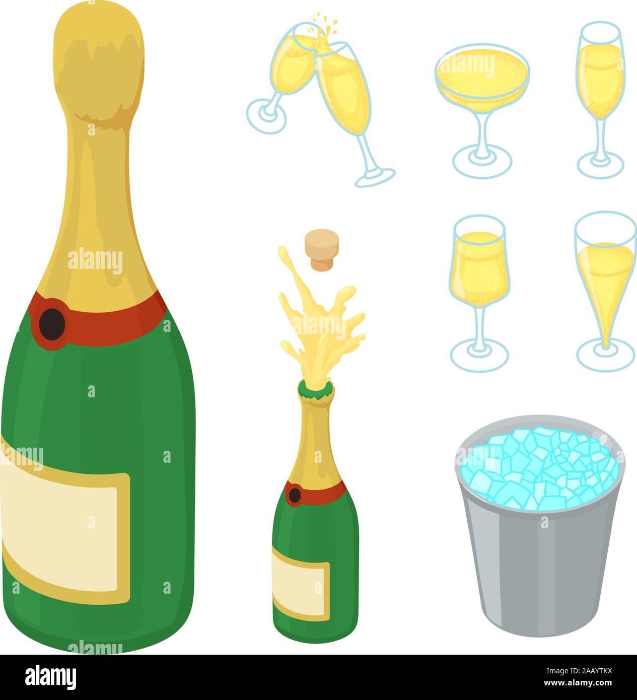 Champagne icons set. Isometric set of champagne vector icons for web ...