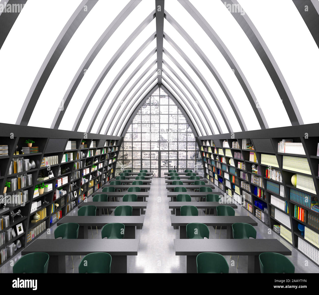 3d render of modern library Stock Photo - Alamy