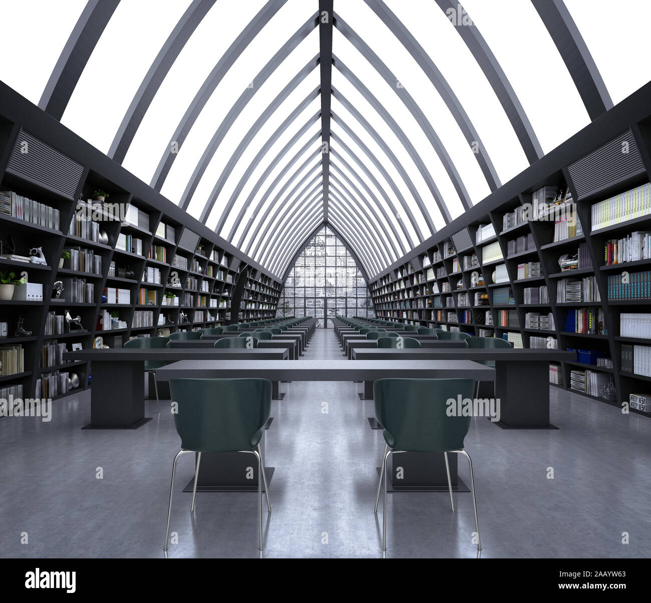 3d render of modern library Stock Photo - Alamy