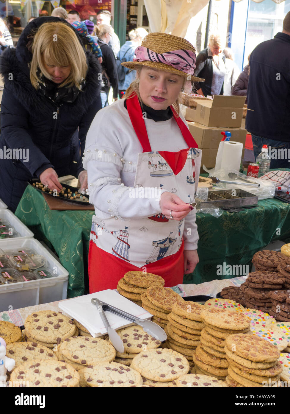 Cookie vendor on market stall Stock Photo - Alamy