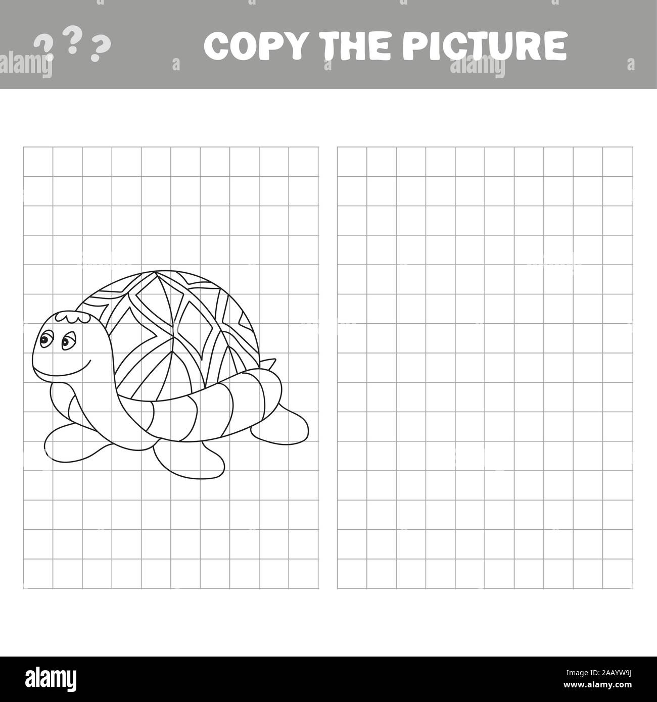 Cartoon turtle. Outlined. Vector illustration. Puzzle for Preschool ...