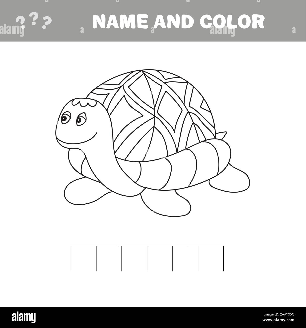 Cartoon turtle. Outlined. Vector illustration. Puzzle for Preschool ...