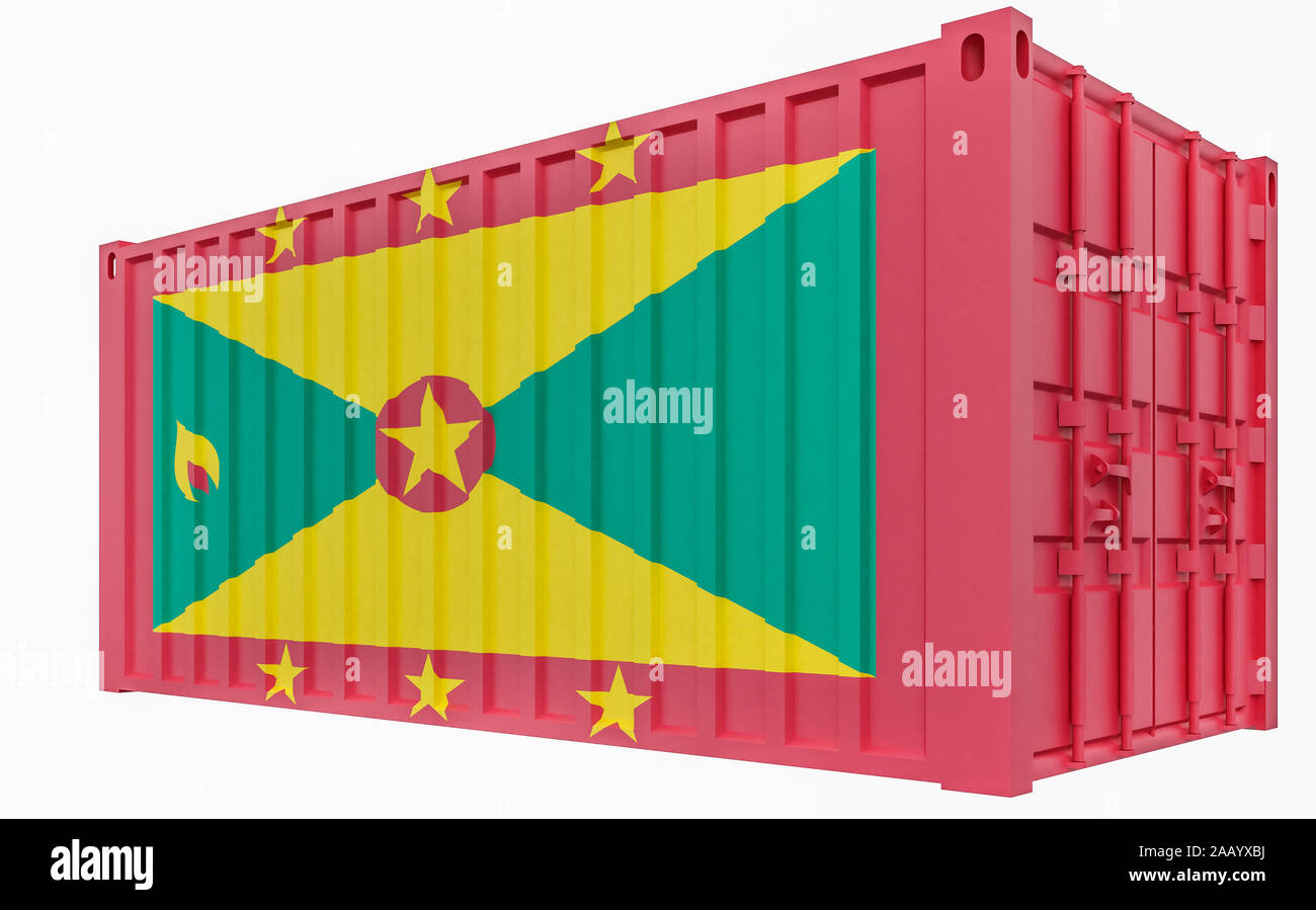 3D Render of Cargo Container with Grenada Flag Stock Photo - Alamy