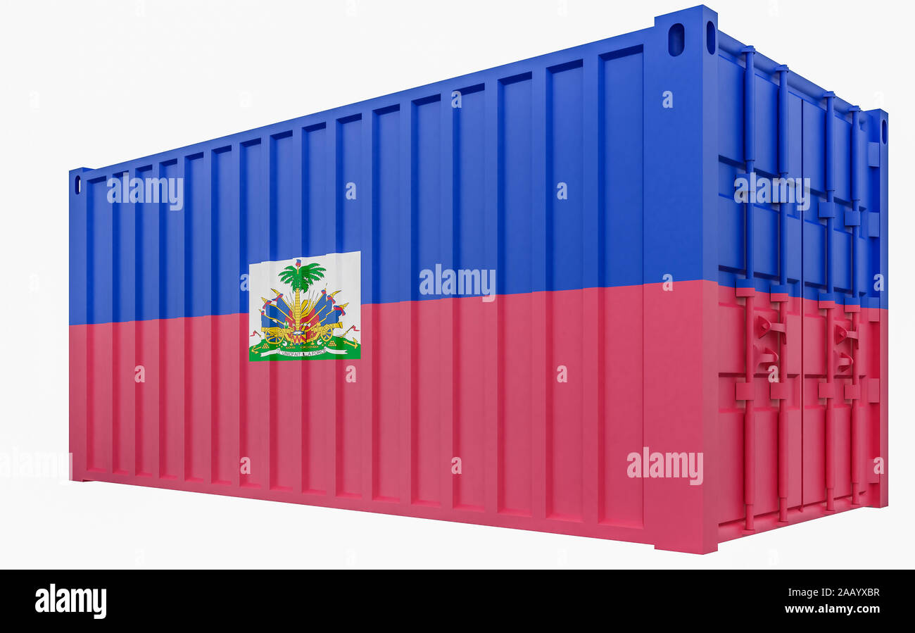 3D Render of Cargo Container with Haiti Flag Stock Photo - Alamy