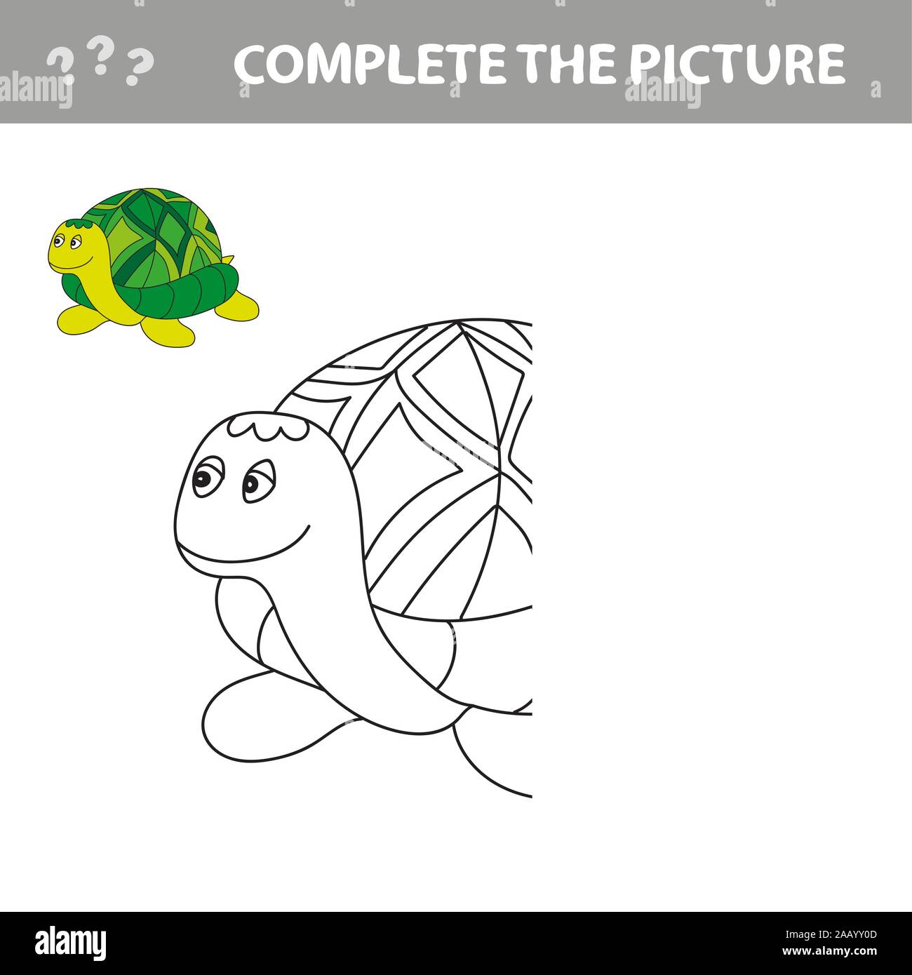 Cartoon turtle. Outlined. Vector illustration. Puzzle for Preschool ...