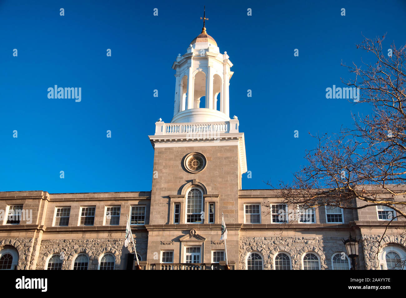 The exterior details of the Newport Rhode Island City Hall on a ...