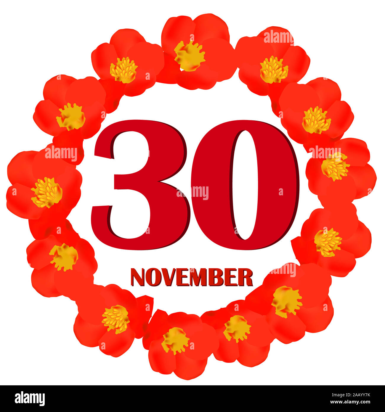 November 30 icon. For planning important day with flowers. Banner for ...