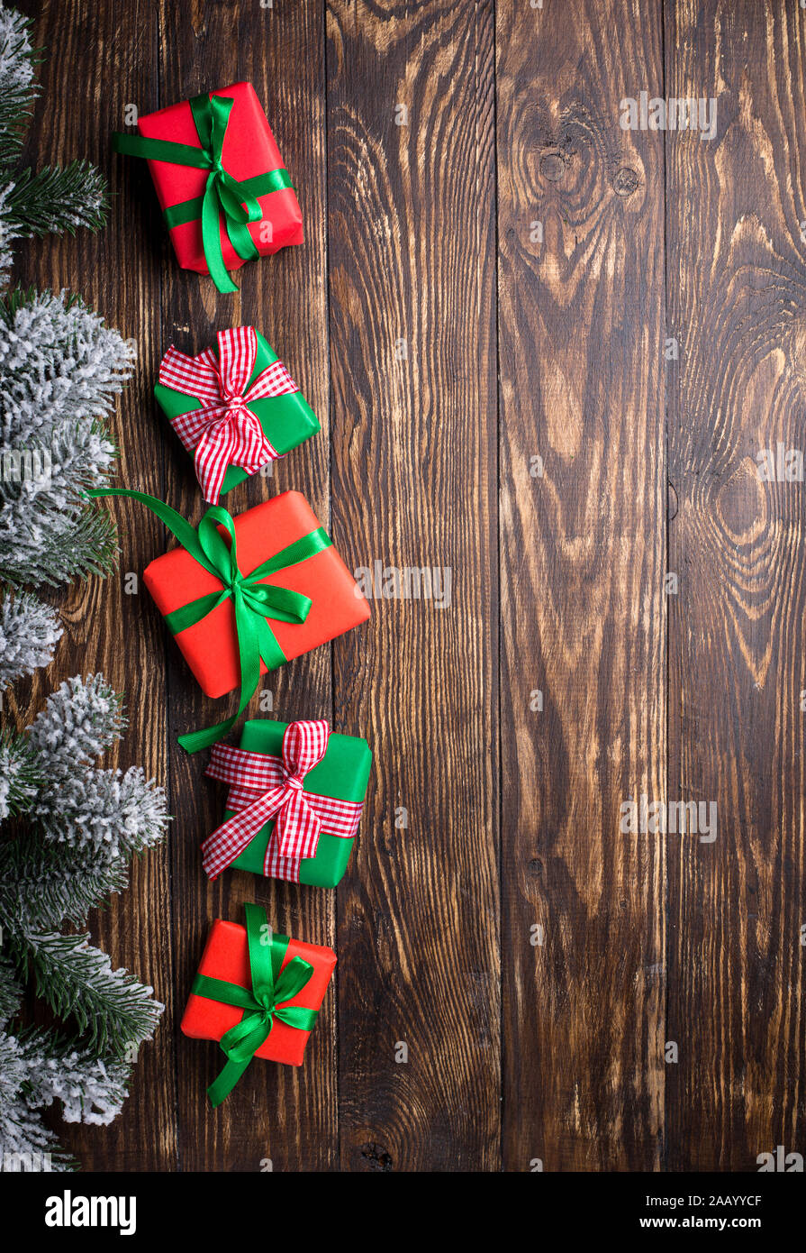Christmas gift boxes and stripped thread Stock Photo - Alamy