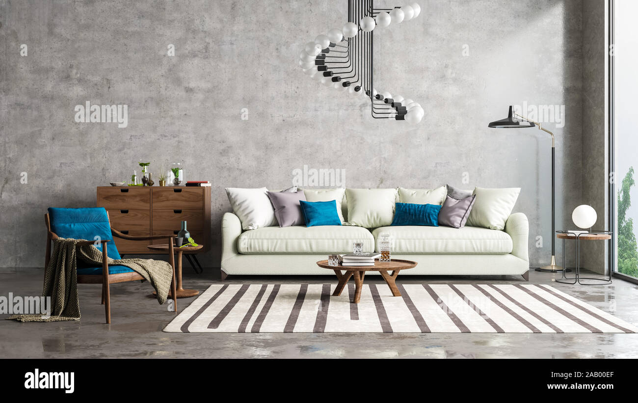 Modern interior design of a living room in an apartment, house, office ...