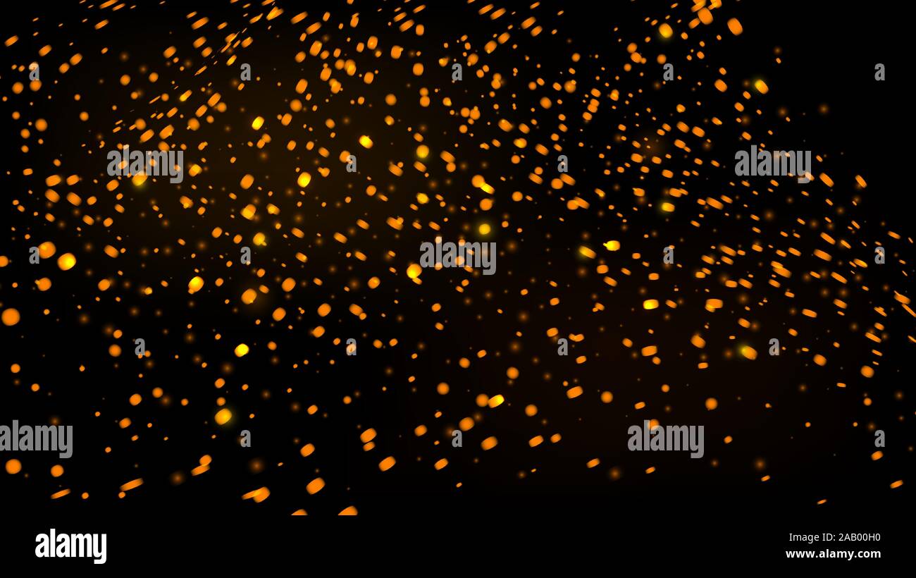 Abstract background with gold particles. Golden sparkling magical ...