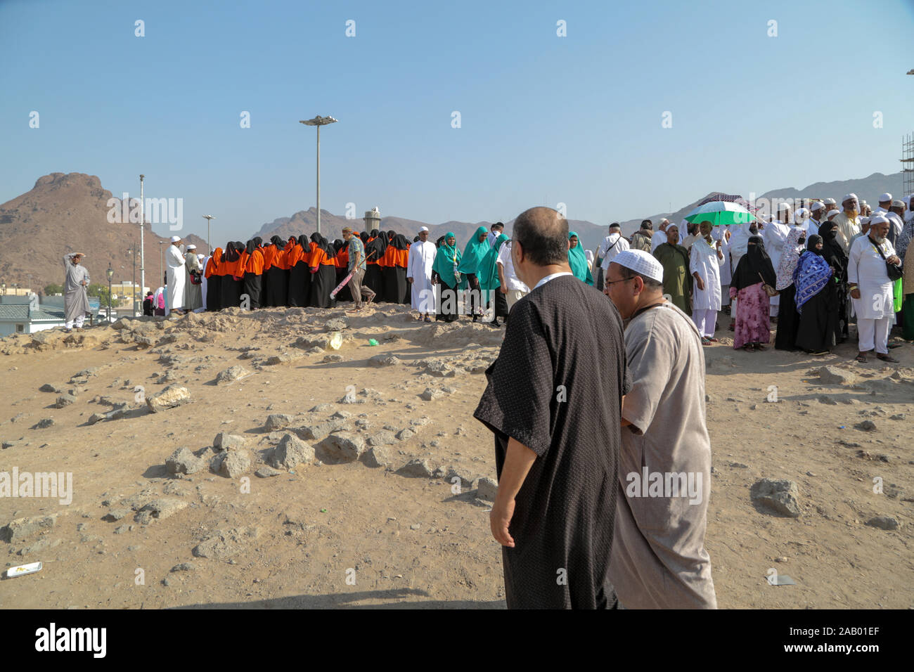 MEDINA, SAUDI ARABIA, september 2016 Pilgrim hike on top of Uhud, Uhud ...