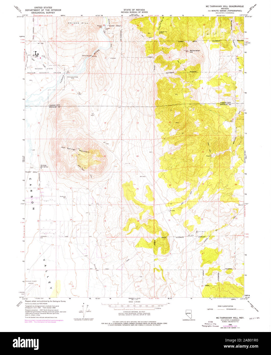 USGS TOPO Map Nevada NV McTarnahan Hill 319397 1968 24000 Restoration ...