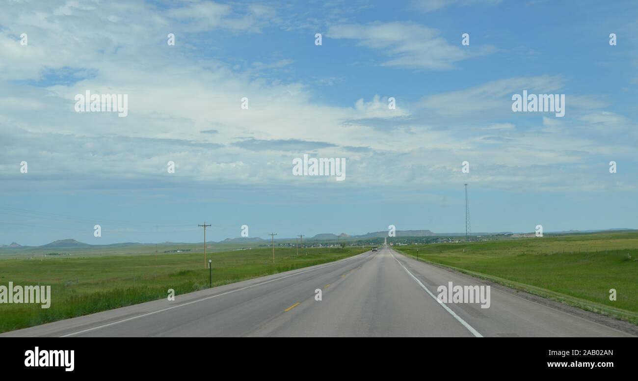 Late Spring in South Dakota: US Highway 85 Passing Straight Through ...