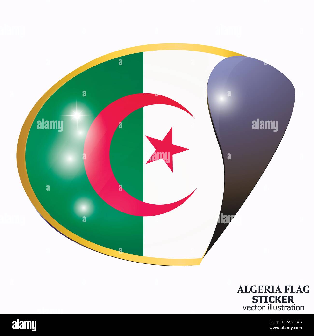 Bright button with flag of Algeria. Happy Algeria day background ...