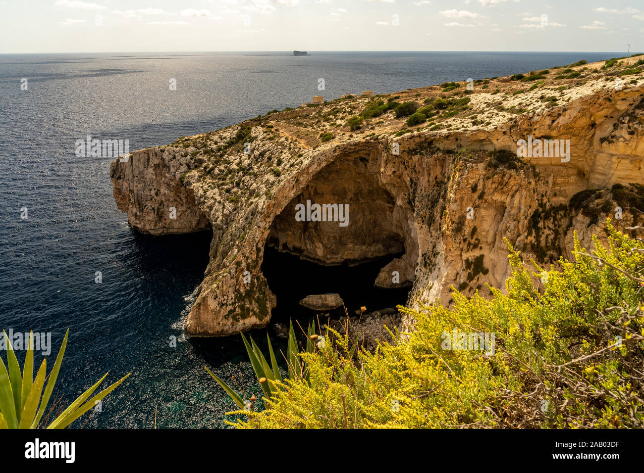 view of malta coast and mediterranean sea at blue grotto, malta Stock ...