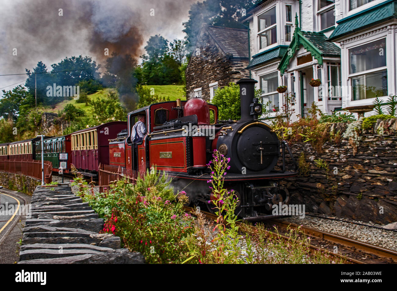 Ffestiniog railway staem train Stock Photo - Alamy