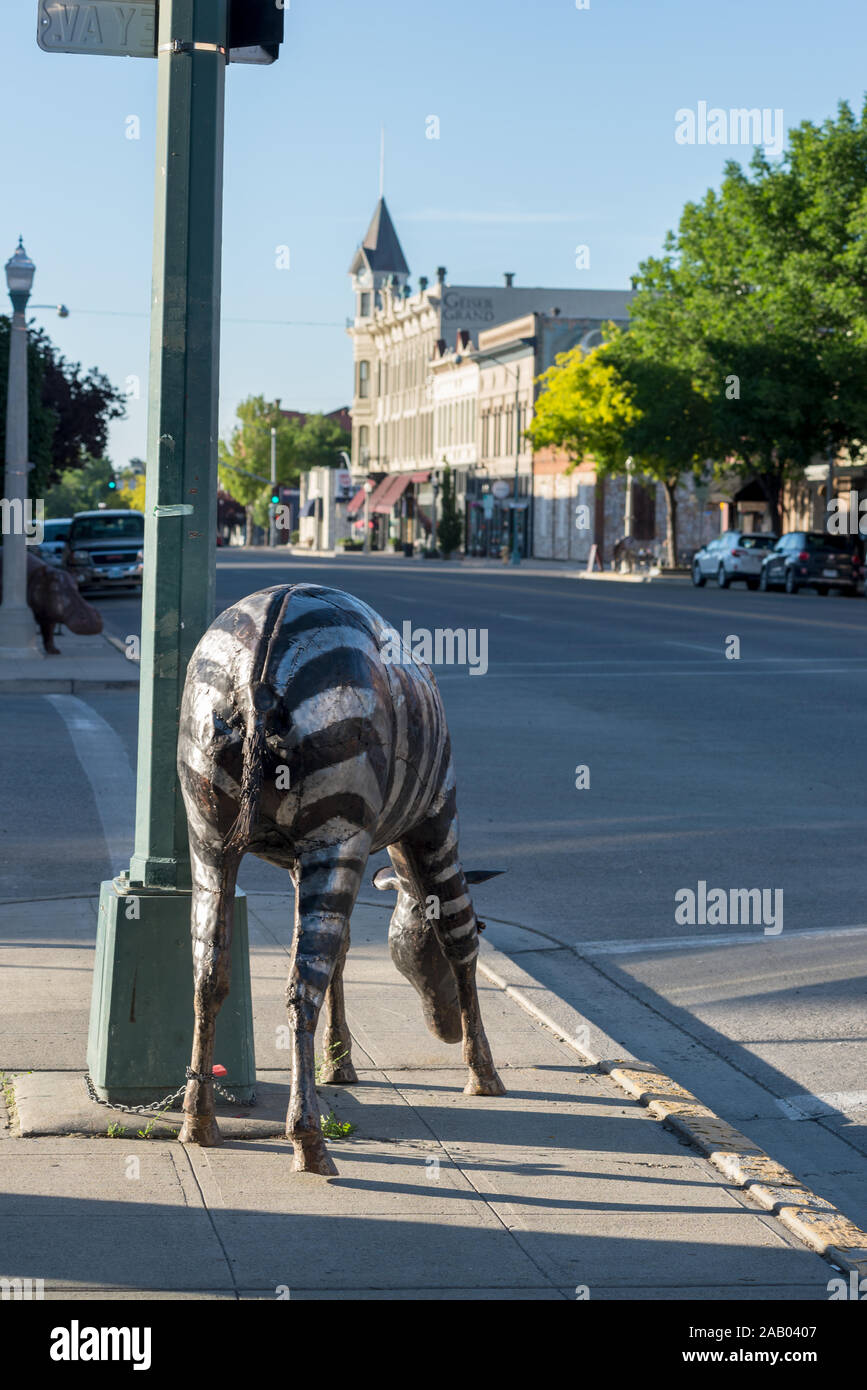 Zebra sculpture in downtown Baker City, Oregon Stock Photo - Alamy