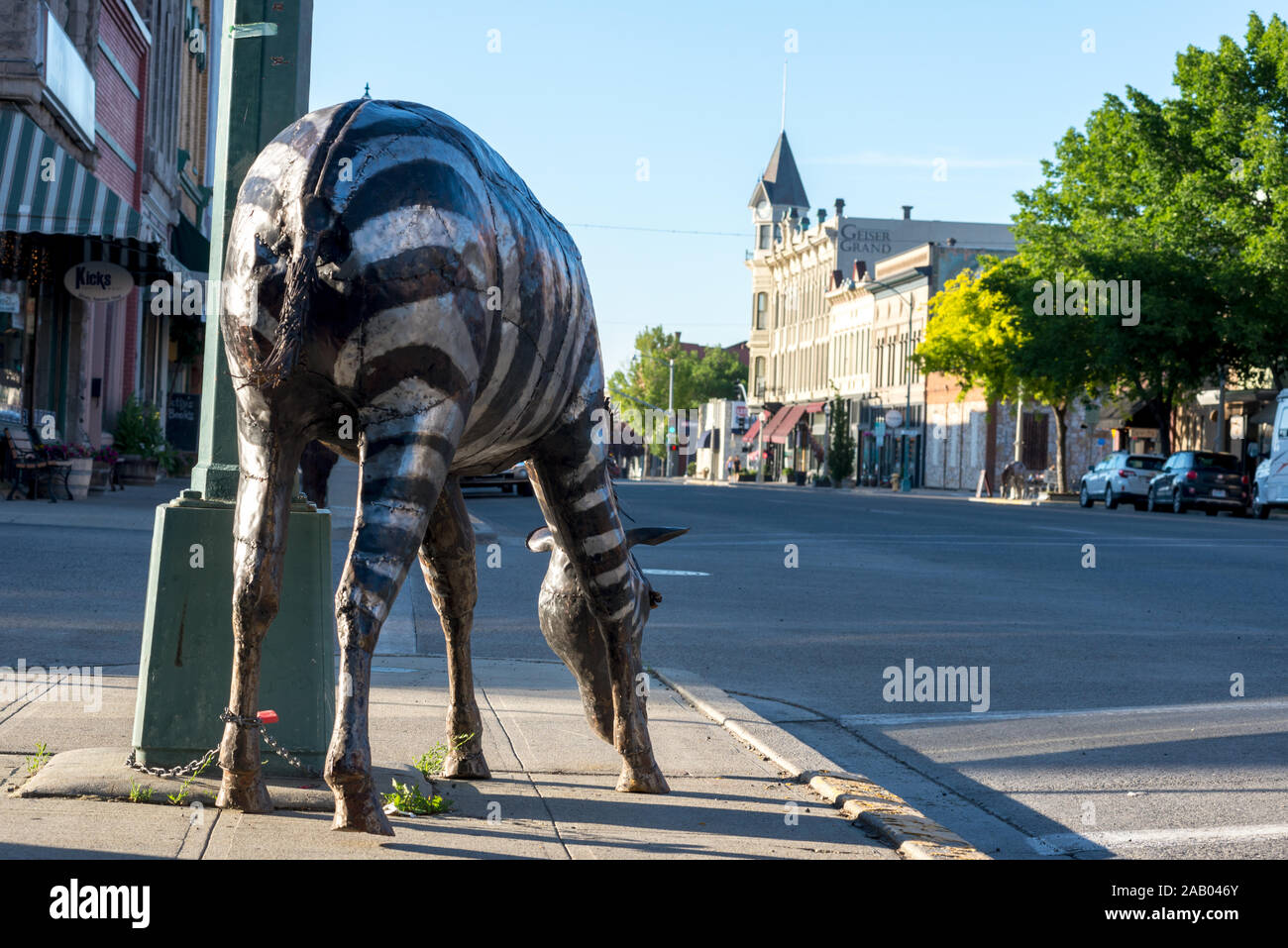 Zebra sculpture in downtown Baker City, Oregon Stock Photo - Alamy
