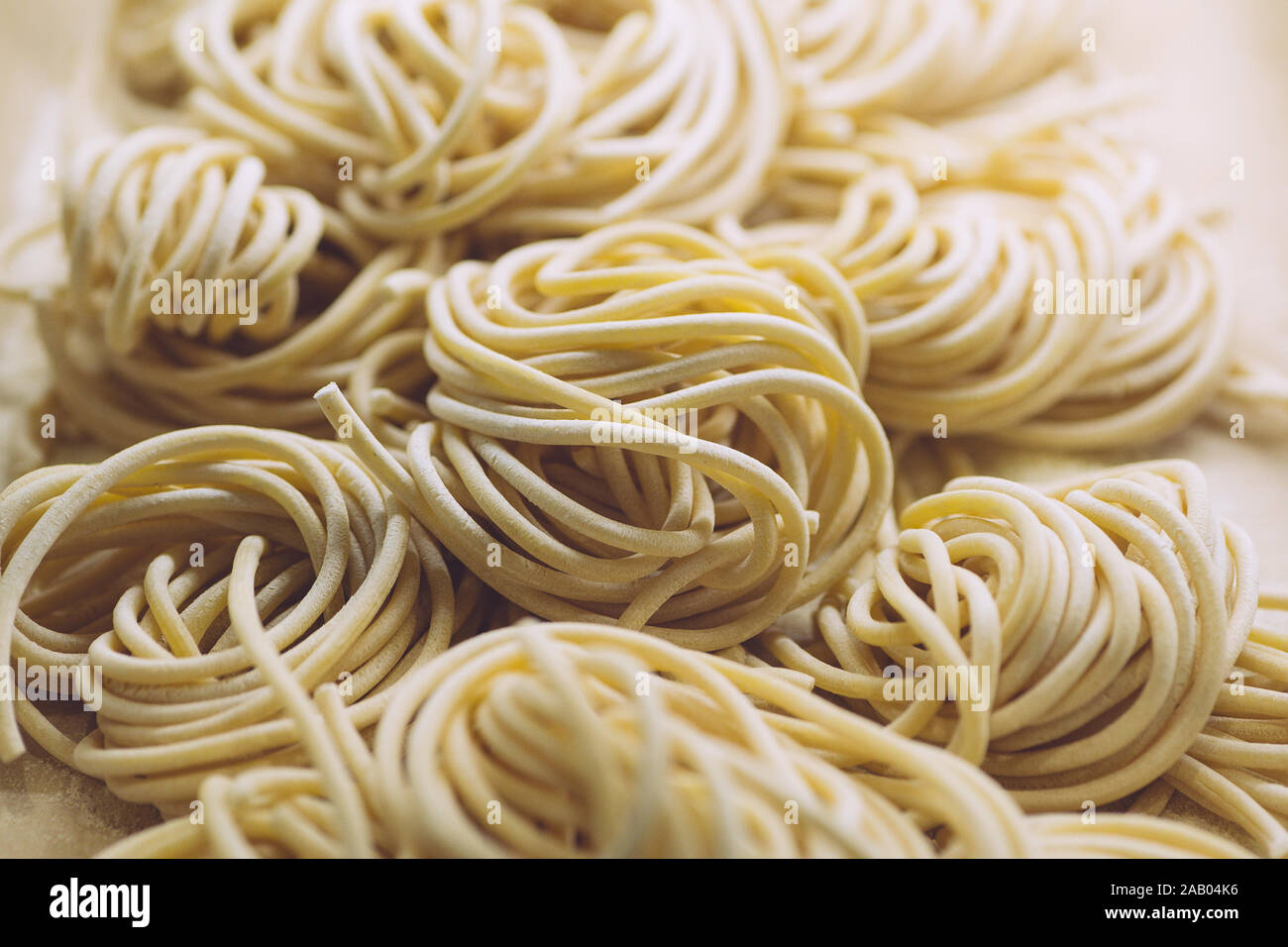 Pasta fresh (italian spaghetti) in classic style on white background ...