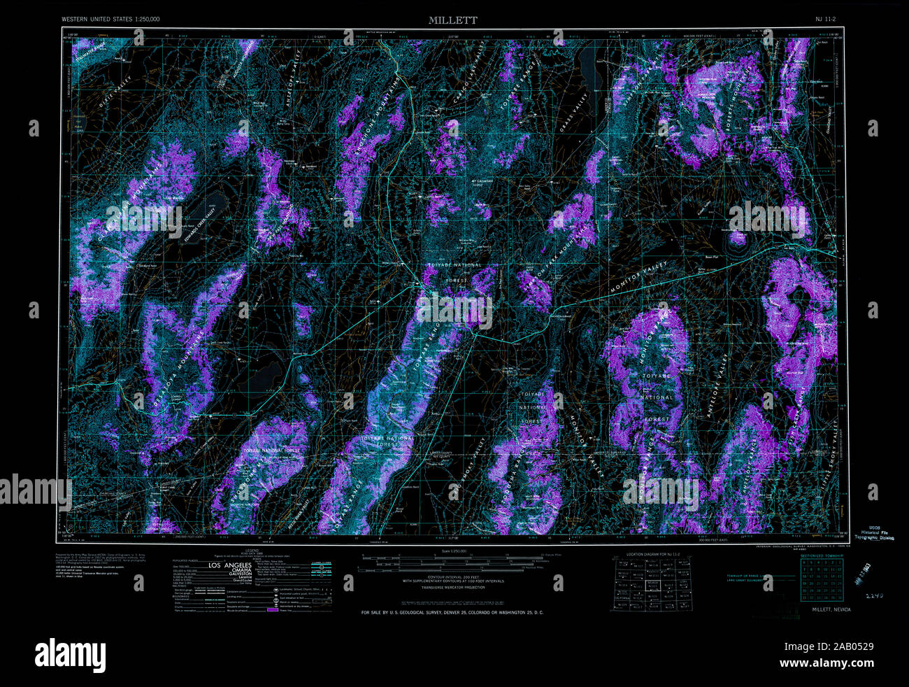 USGS TOPO Map Nevada NV Millett 321740 1959 250000 Inverted Restoration ...