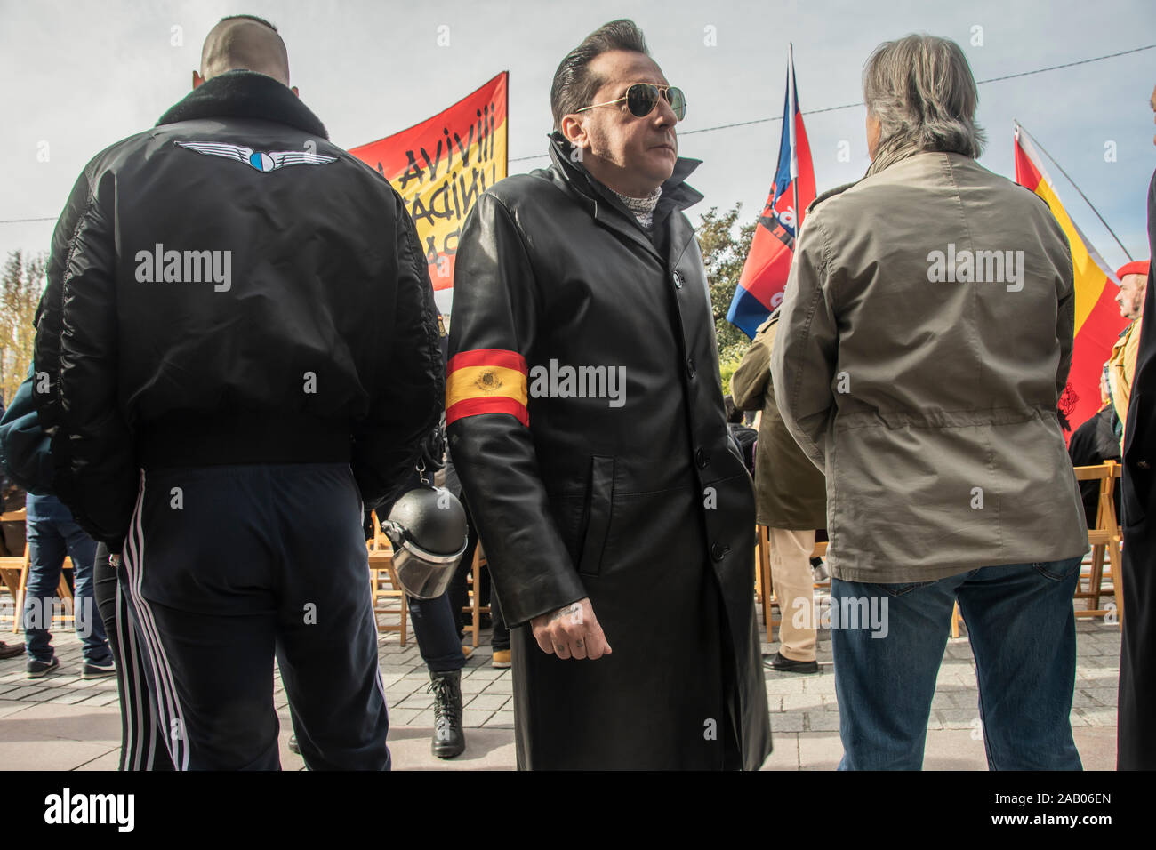 Hundreds of supporters of General Franco demonstrated in Madrid, Spain ...