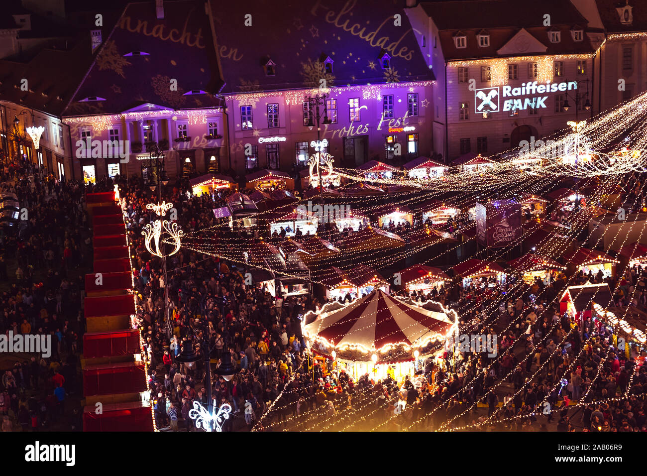 Sibiu, Romania - November 16, 2019. Traditional Christmas market in the ...