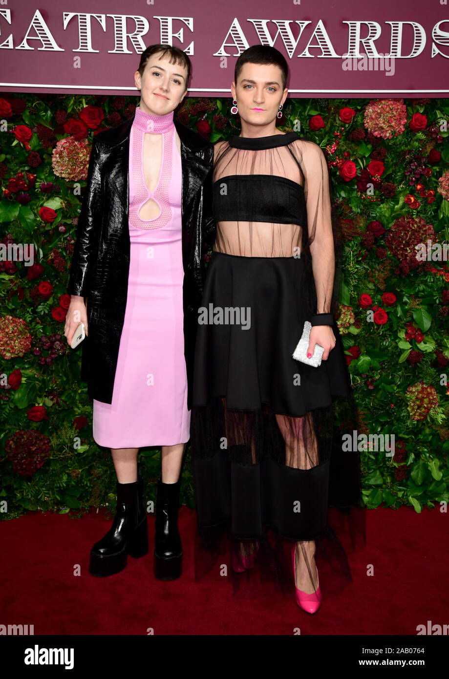 Lucy Moss (left) and Toby Marlow attending the 65th Evening Standard ...