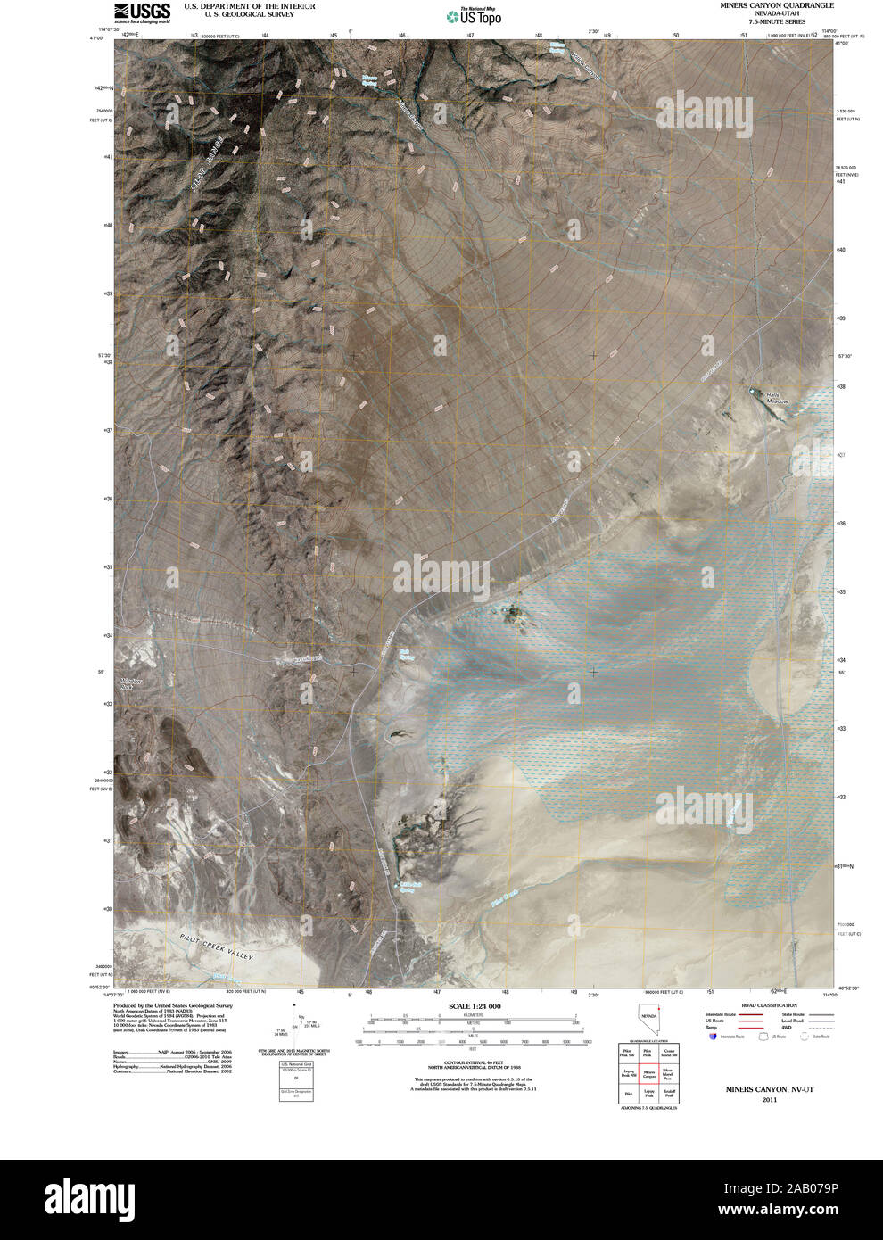 USGS TOPO Map Nevada NV Miners Canyon 20110426 TM Restoration Stock ...