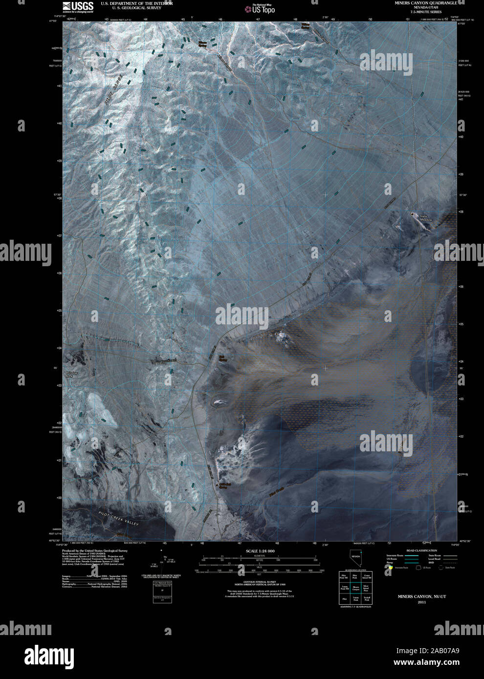 USGS TOPO Map Nevada NV Miners Canyon 20110426 TM Inverted Restoration ...