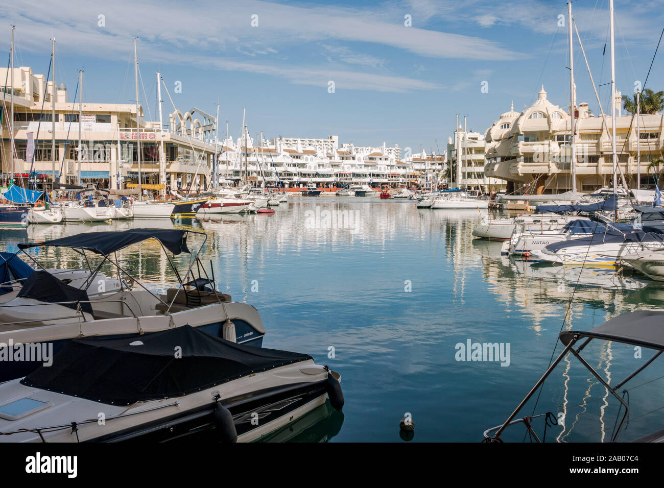 Benalmadena Spain. Benalmádena port, luxury Puerto Marina, with sailing ...