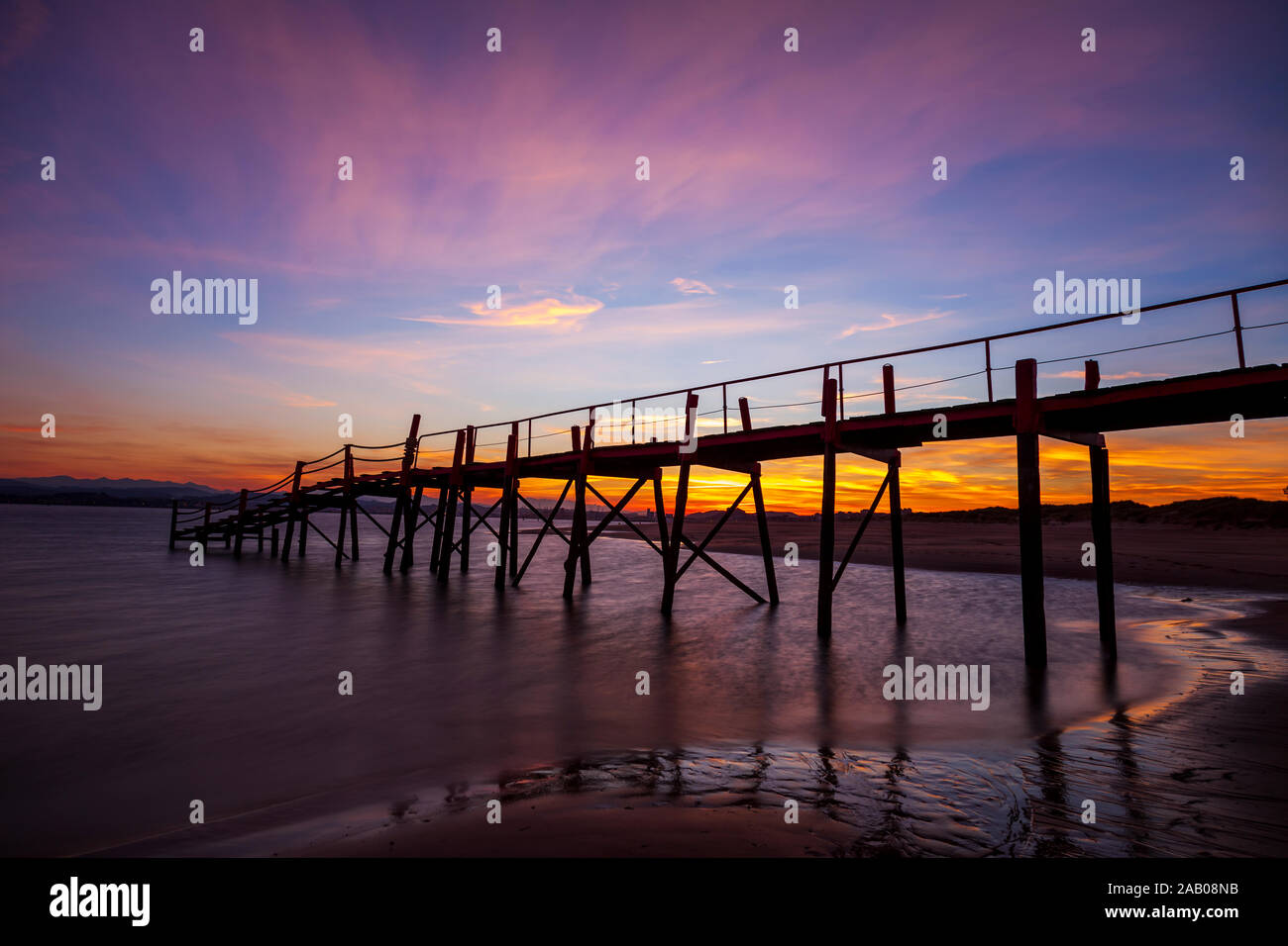Wooden Pier. Somo beach, Cantabria.Spain Stock Photo - Alamy