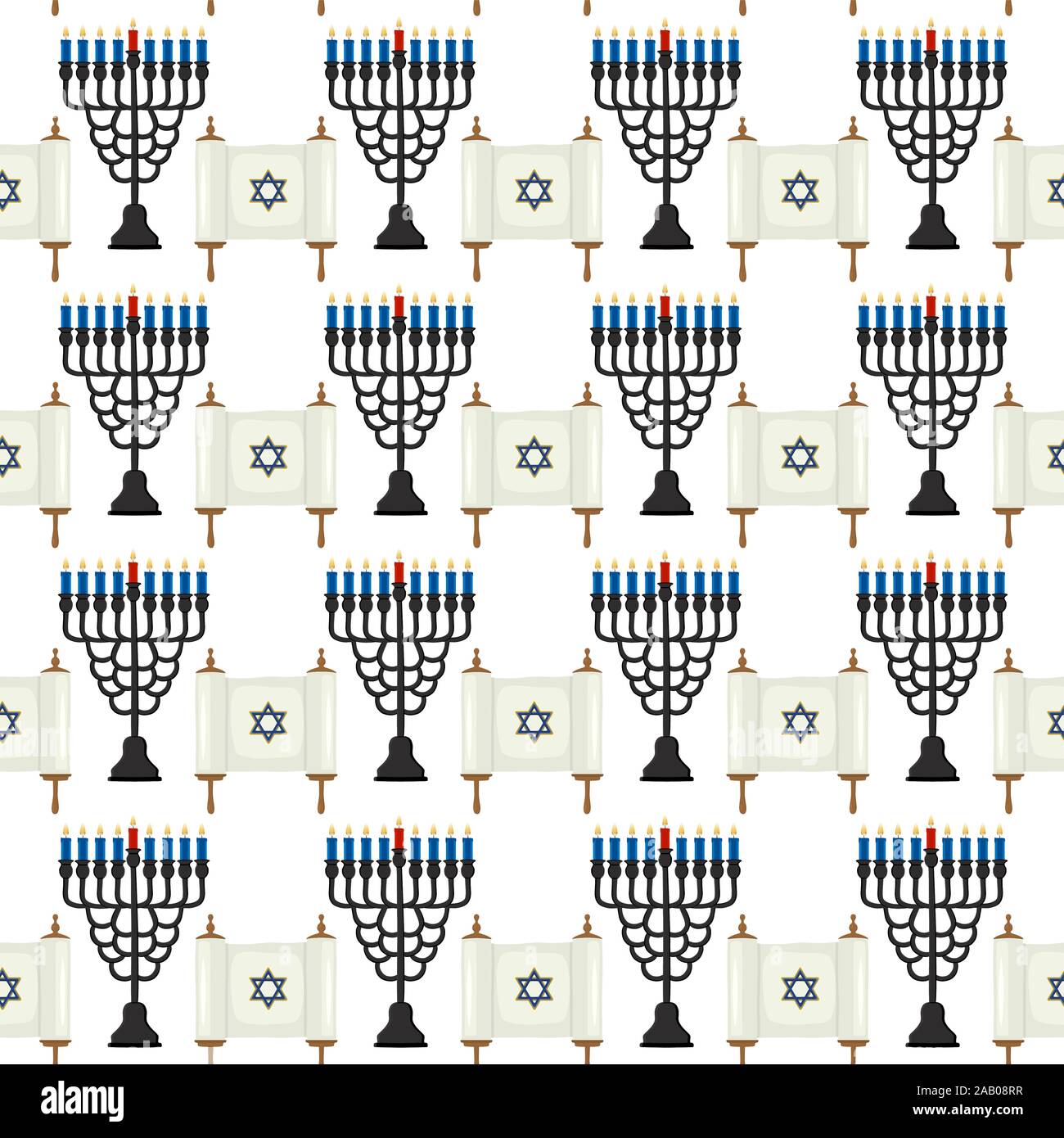 Illustration on theme big colored pattern Hanukkah, seamless set ...