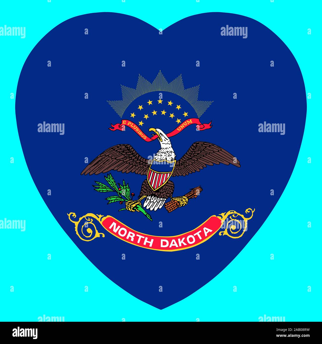 North Dakota Flag In Heart Shape Vector illustration Eps 10 Stock ...